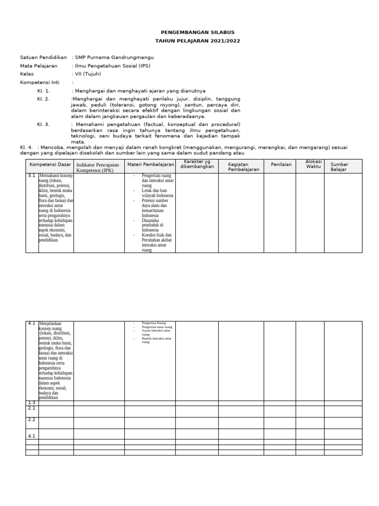 2. Form Pengembangan Silabus _2021 | PDF