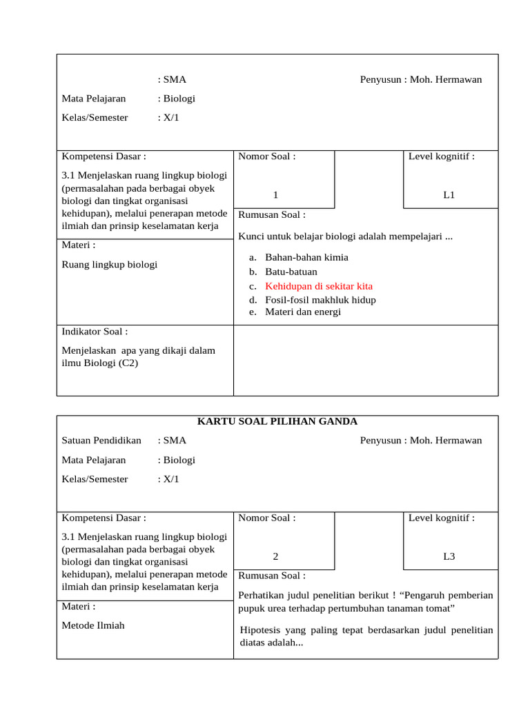 Kartu - Soal - Pas Ganjil 2022 | PDF
