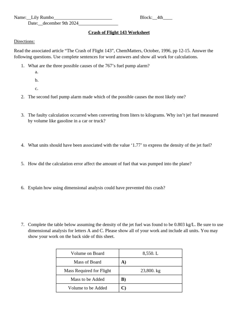 Causes of Flight 143 Crash Analysis | PDF