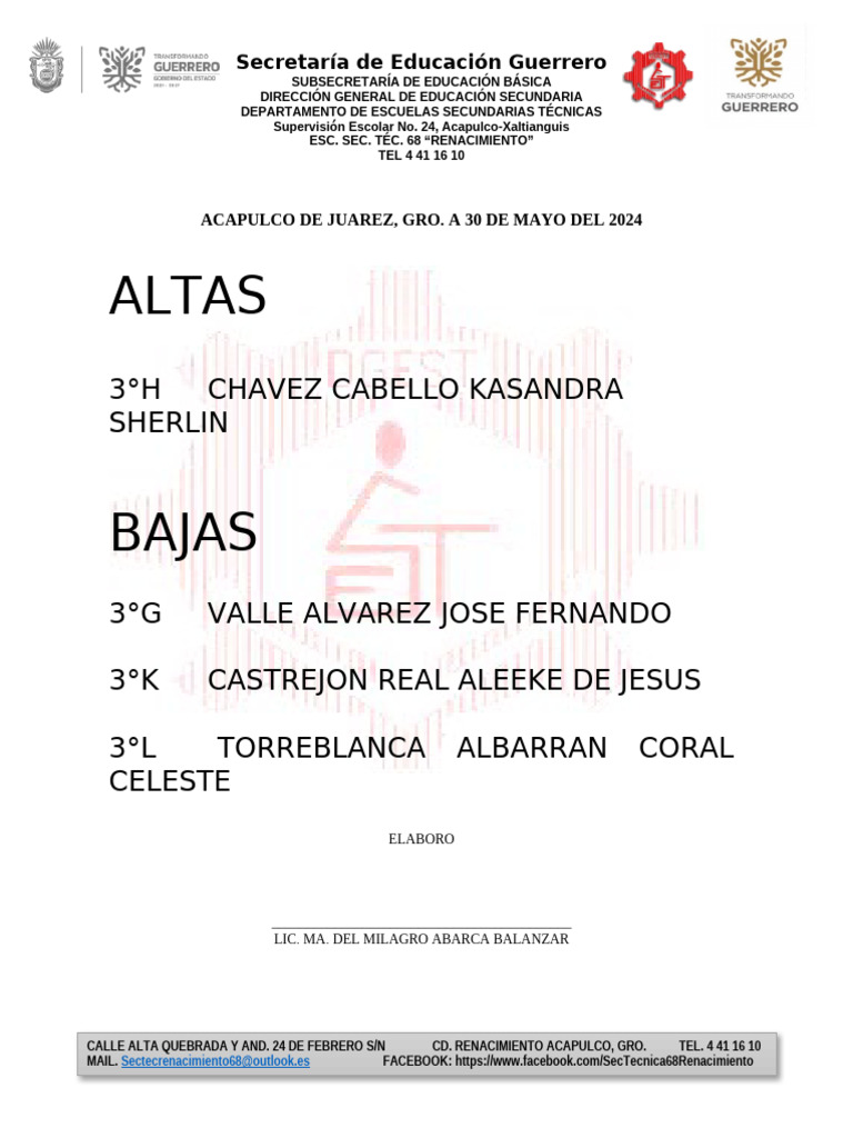 Altas Oficiales 3ros | PDF
