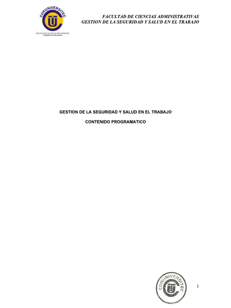 Contenidos Programaticos SST - Compressed | PDF