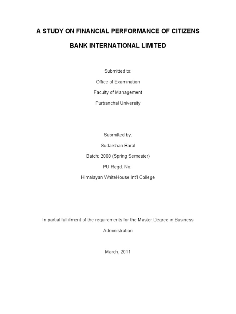 Final Thesis | PDF | Financial Statement | Banks