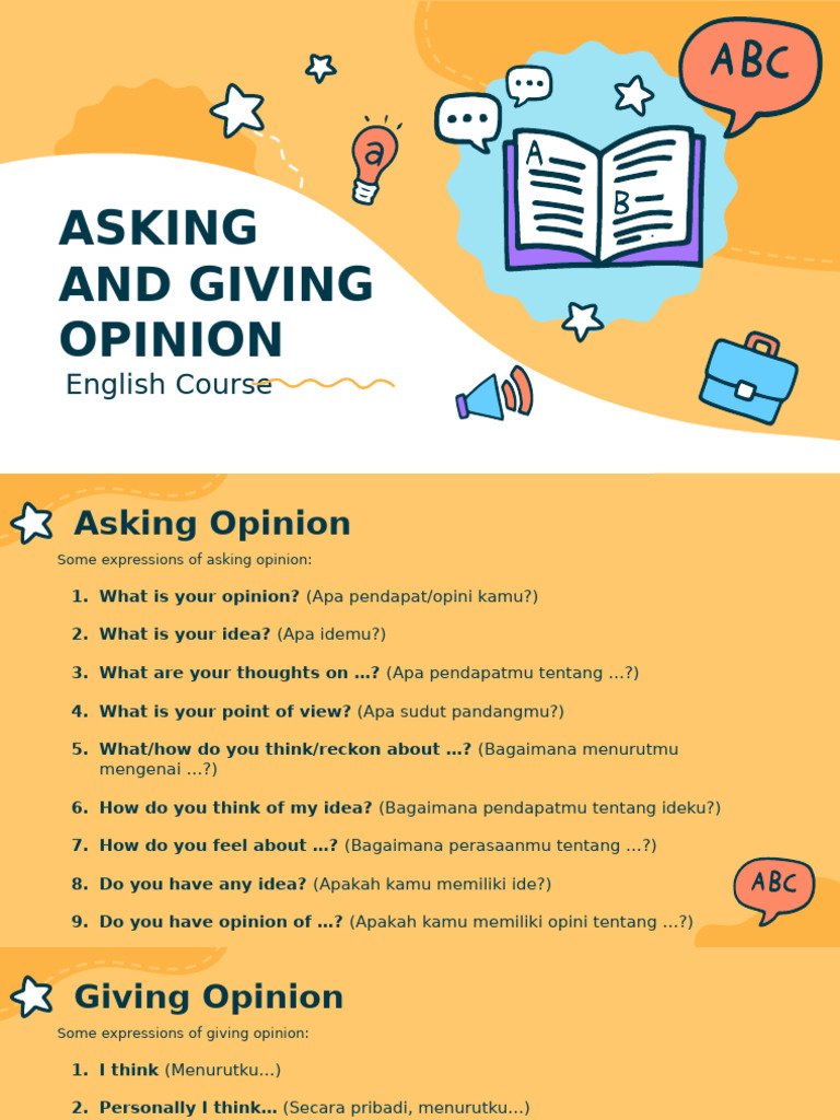 Asking and Giving Opinions in English | PDF
