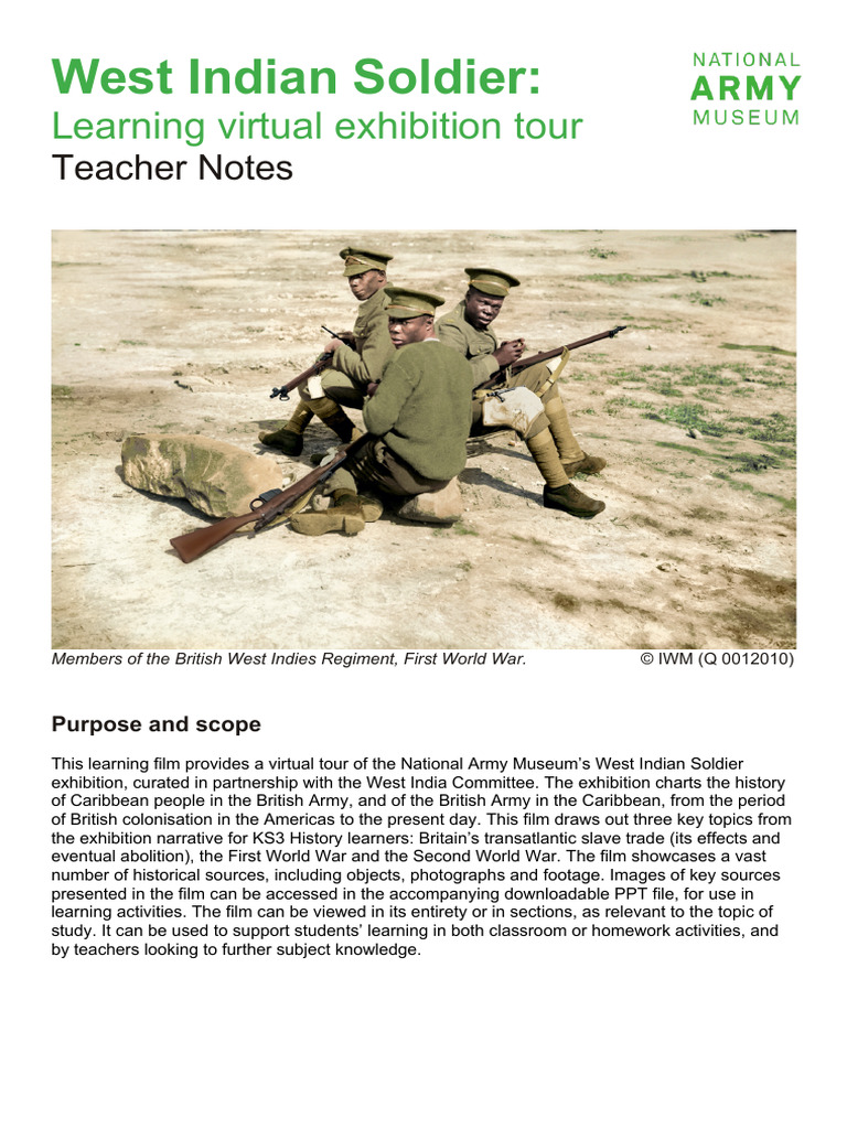 West Indian Soldier Learning Exhibition Tour Film - Teacher Notes | PDF ...