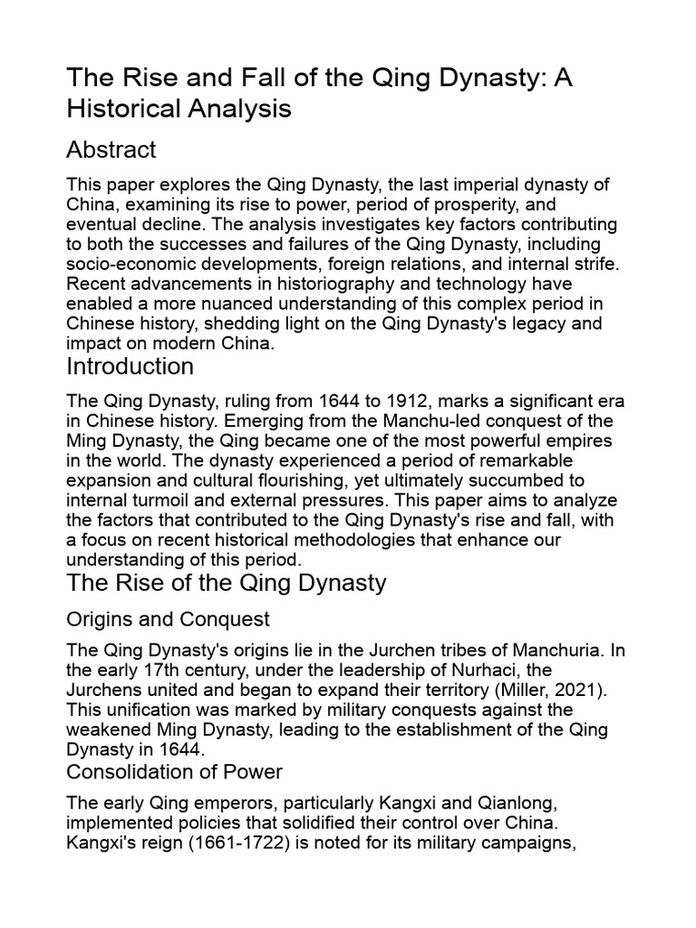 Qing Dynasty Rise and Fall | PDF | Qing Dynasty | History Of China