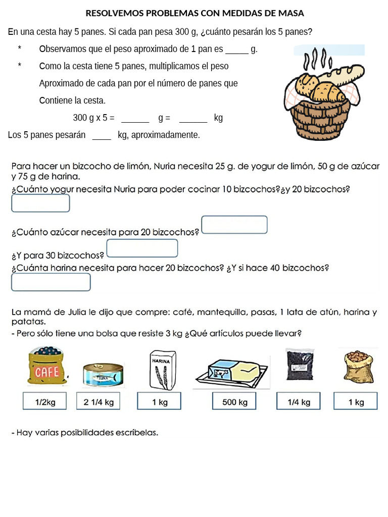 Ficha Problemas Con Medidas de Masa | PDF