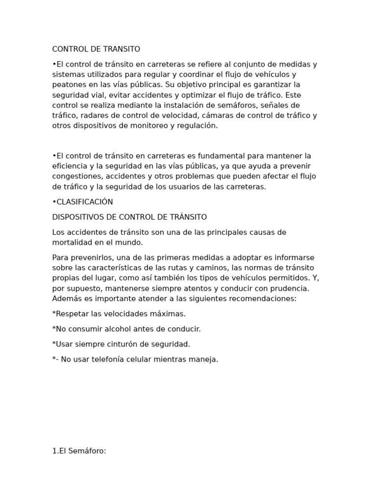 Equipo 4 Control de Transito | PDF | Tráfico | Semáforo