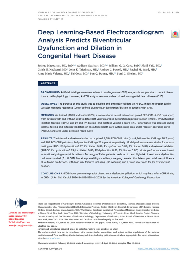 Deep Learning Based Electrocardiogram Analysis Predicts Biventricular Dysfunction And Dilation