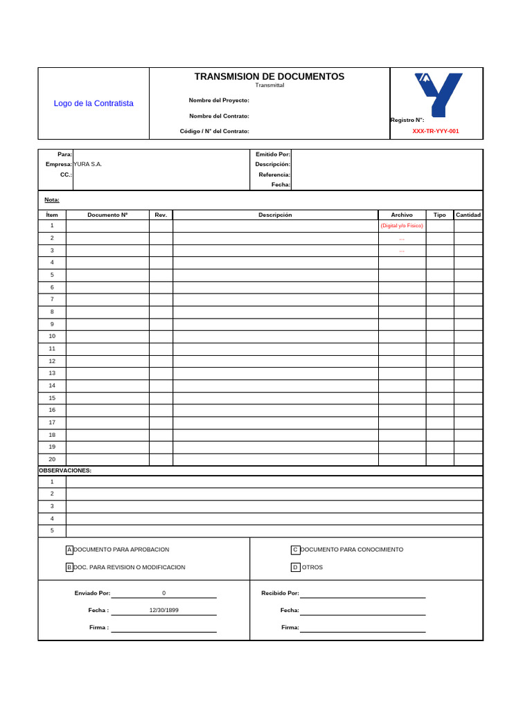 Formato Transmital | PDF