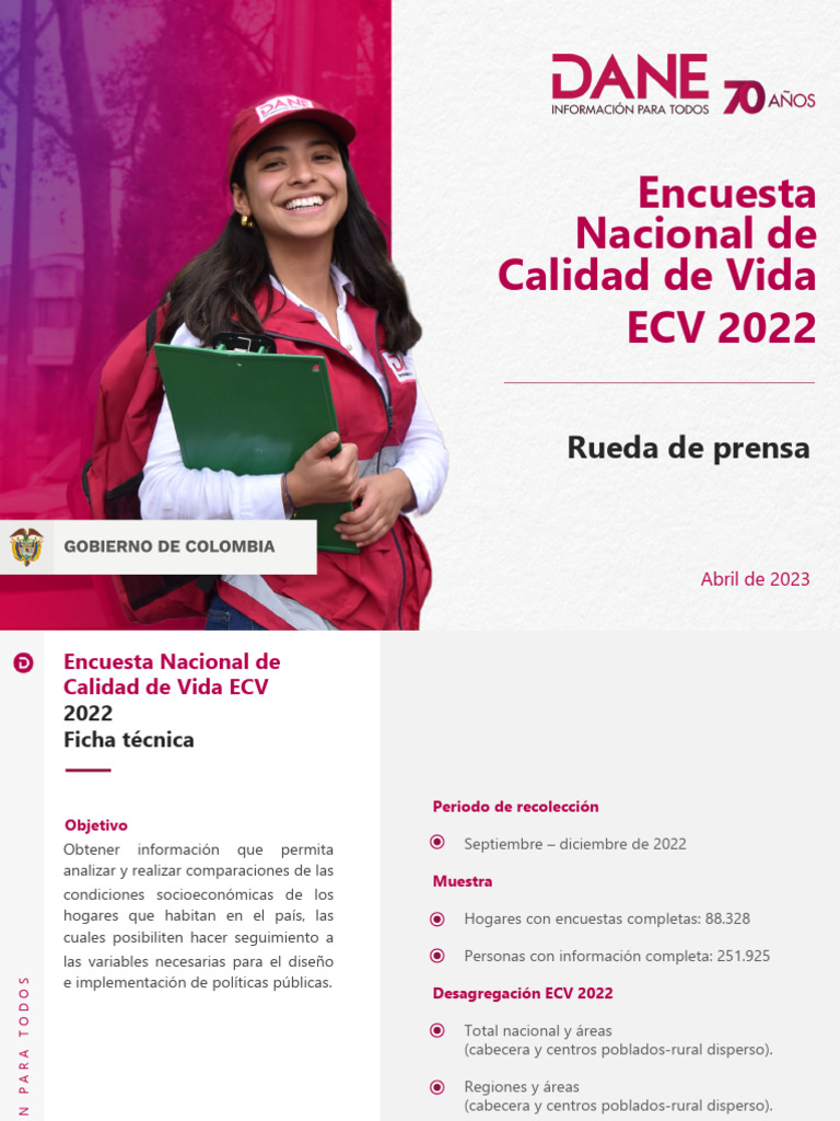Presentacion Rueda de Prensa ECV 2022 | PDF | Metodología de encuesta ...