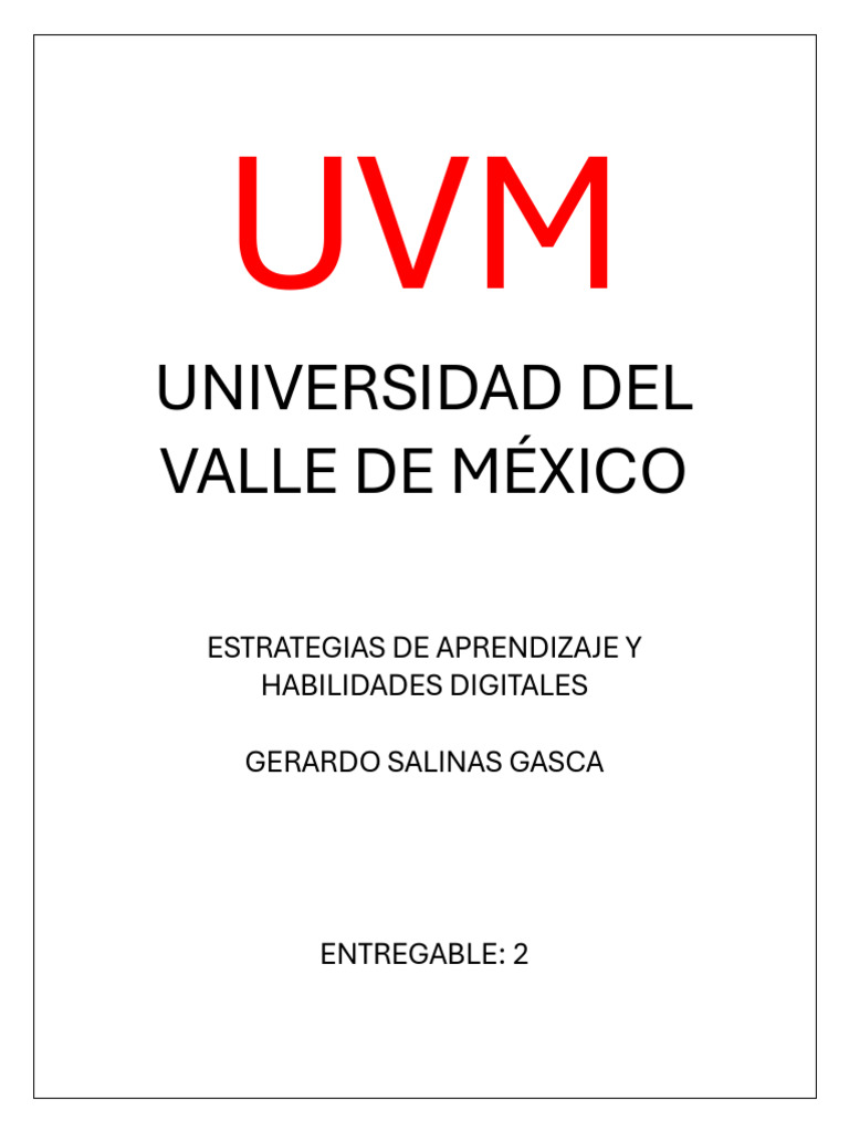 Universidad Del Valle de México: Estrategias de Aprendizaje Y ...