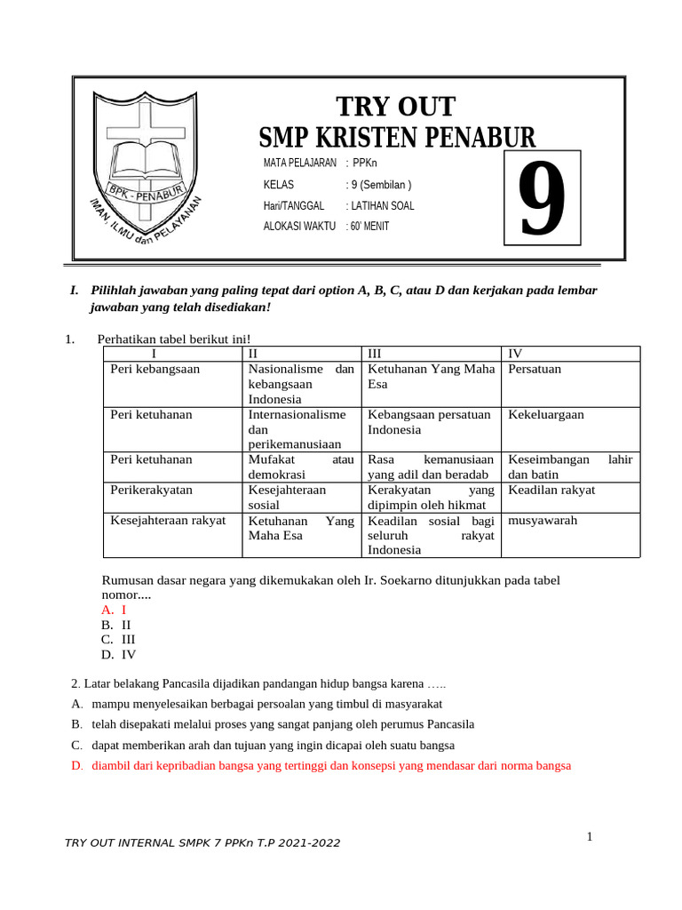 Latihan Soal Soal TO PPKN 2023 | PDF