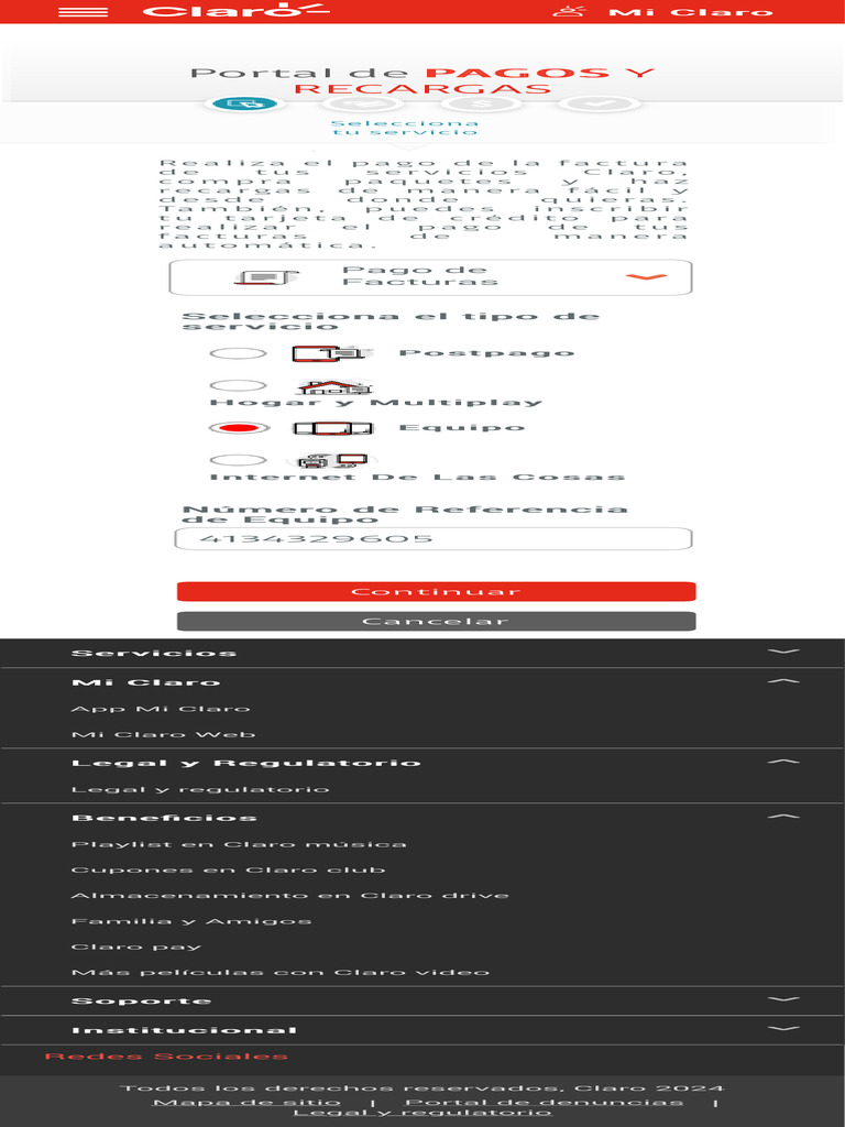 Portal de Pagos y Recargas Claro Colombia - Personas | PDF
