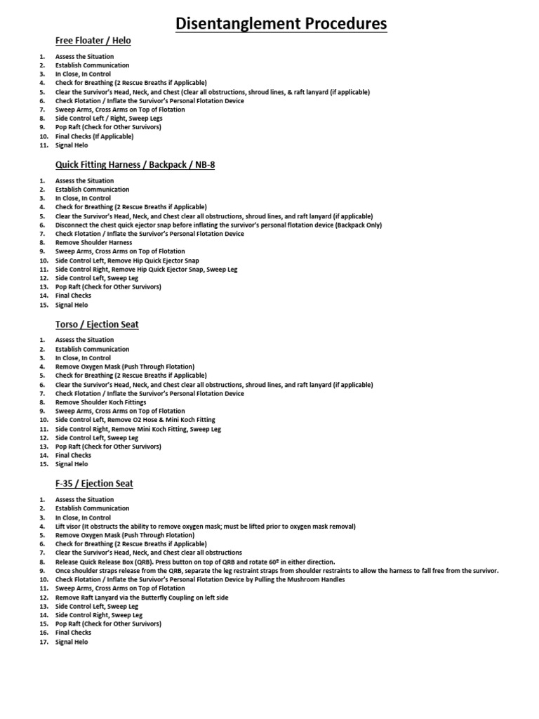 Disentanglement Procedures for Rescues | PDF