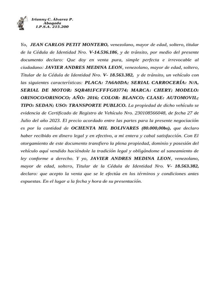 Venta de Vehículo Chery Orinoco 2016 | PDF