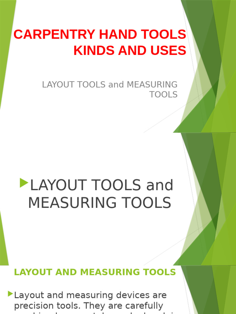 Carpentry Hand Tools Uses Lesson | PDF | Screw | Nut (Hardware)