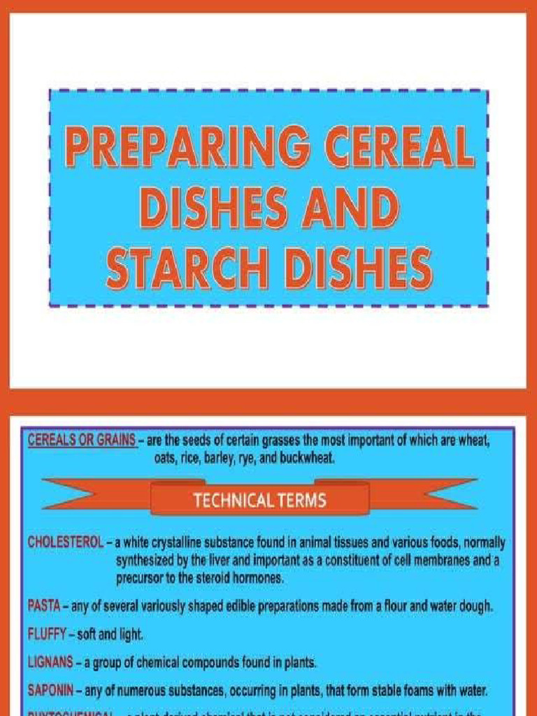 Preparing Cereal Dishes Methods | PDF