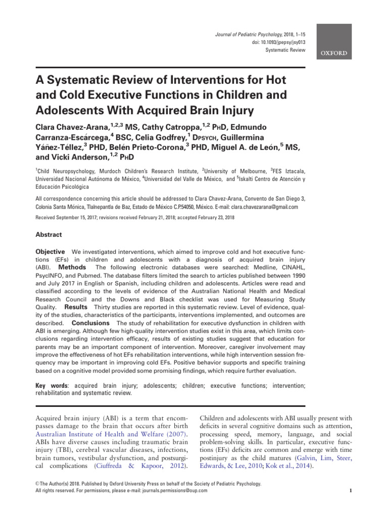 A Systematic Review of Interventions For Hot and Cold Executive ...