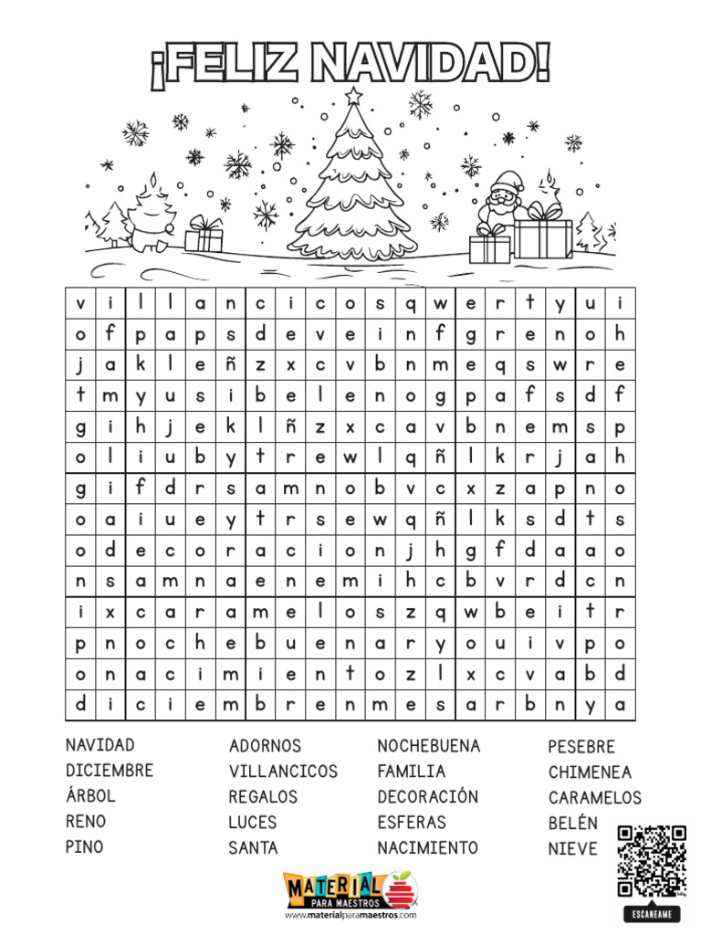 Sopa de Letras Navideña para Imprimir | PDF | Nochebuena | Navidad