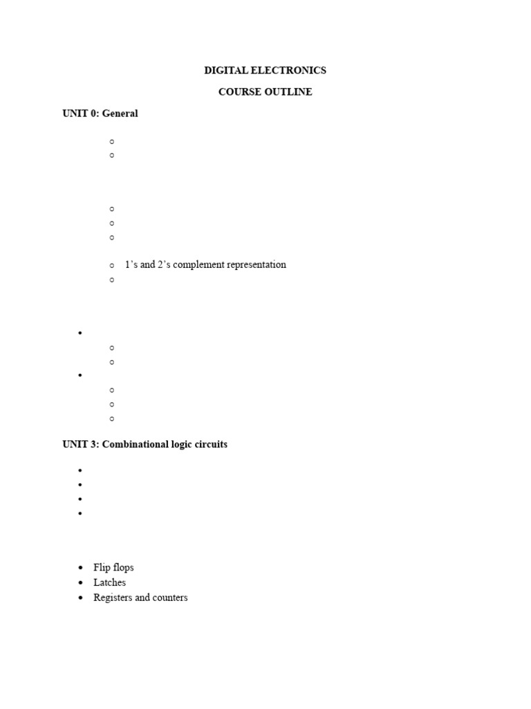 Digital Electronic-Course Outline | PDF | Digital Electronics | Logic Gate