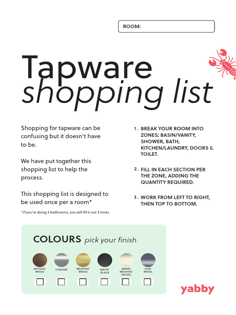 Yabby_Tapware_Form | PDF | Shower | Tap (Valve)