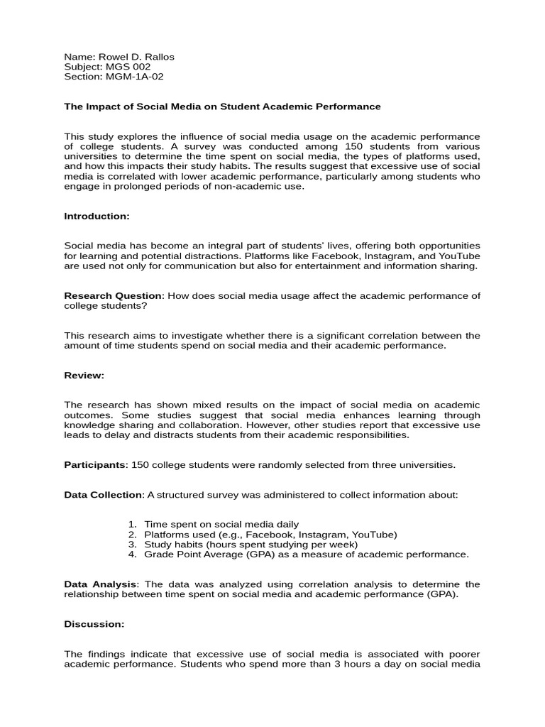 Research Assignment | PDF | Social Media | Popular Culture & Media Studies