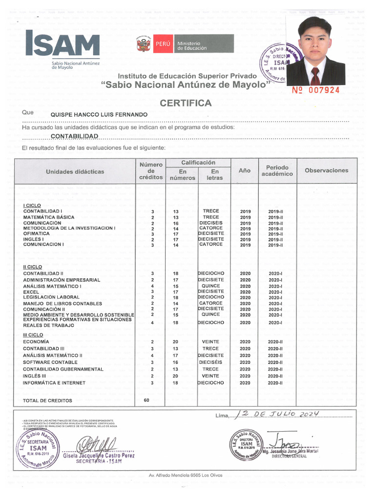 Isam - Instituto - Sabio Nacional Antunez de Mayolo | PDF