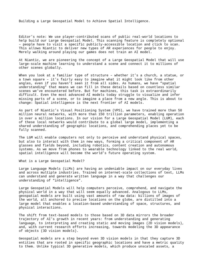 Building A Large Geospatial Model T | PDF | Augmented Reality ...