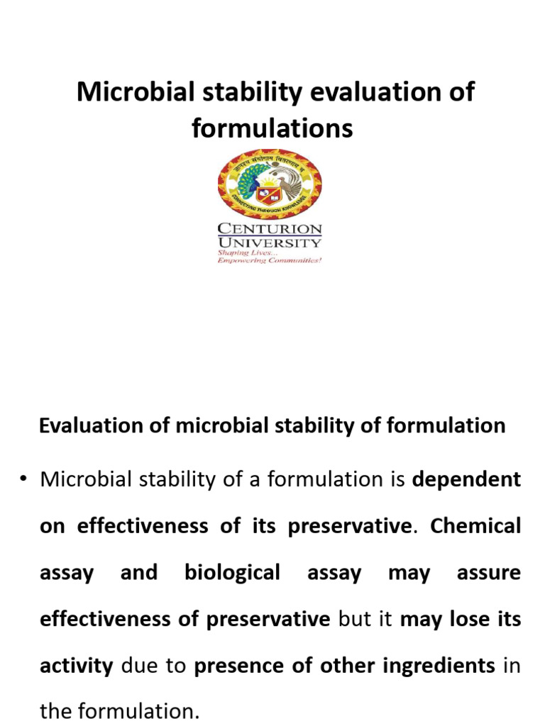Microbial Stabillity Evaluation of Formulations | PDF