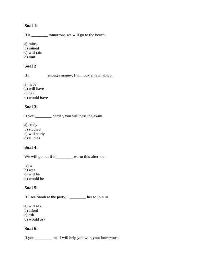 Conditional Sentences Practice Quiz Pdf 4345
