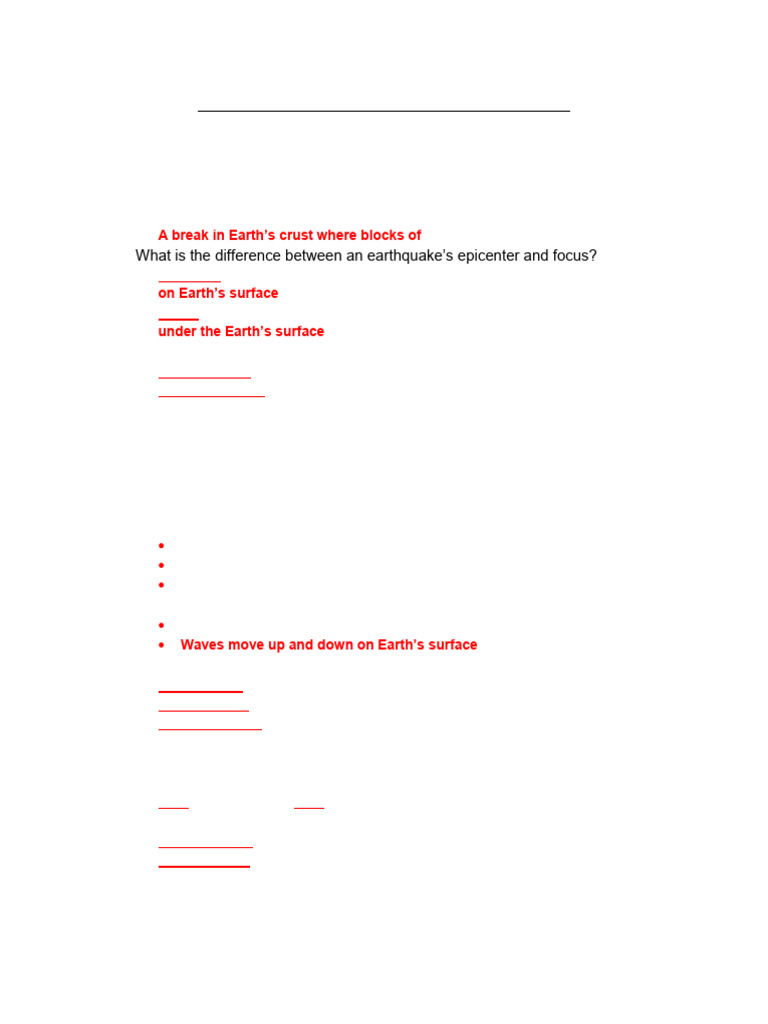 Earthquakes Volcanoes Test Review Answers | PDF | Earthquakes | Volcano