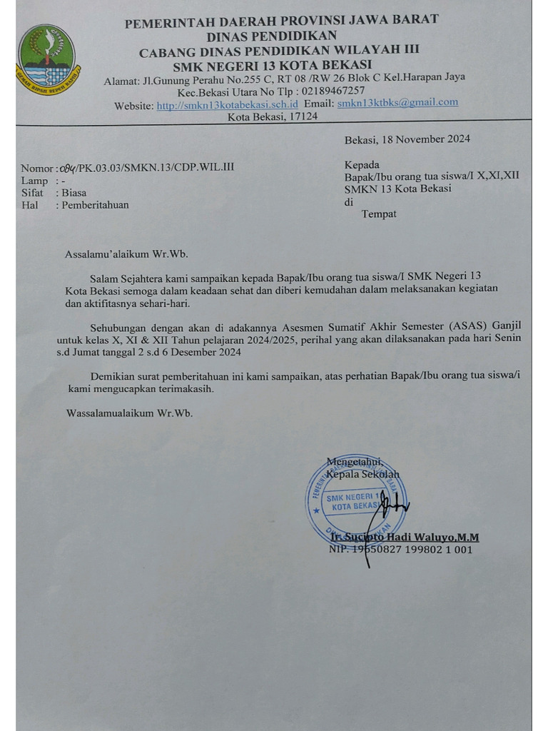 edaran orang tua | PDF