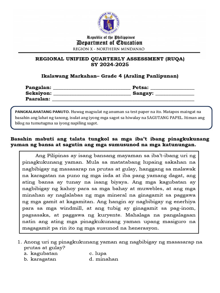AP G4 Test-Questionnaire Q2 | PDF