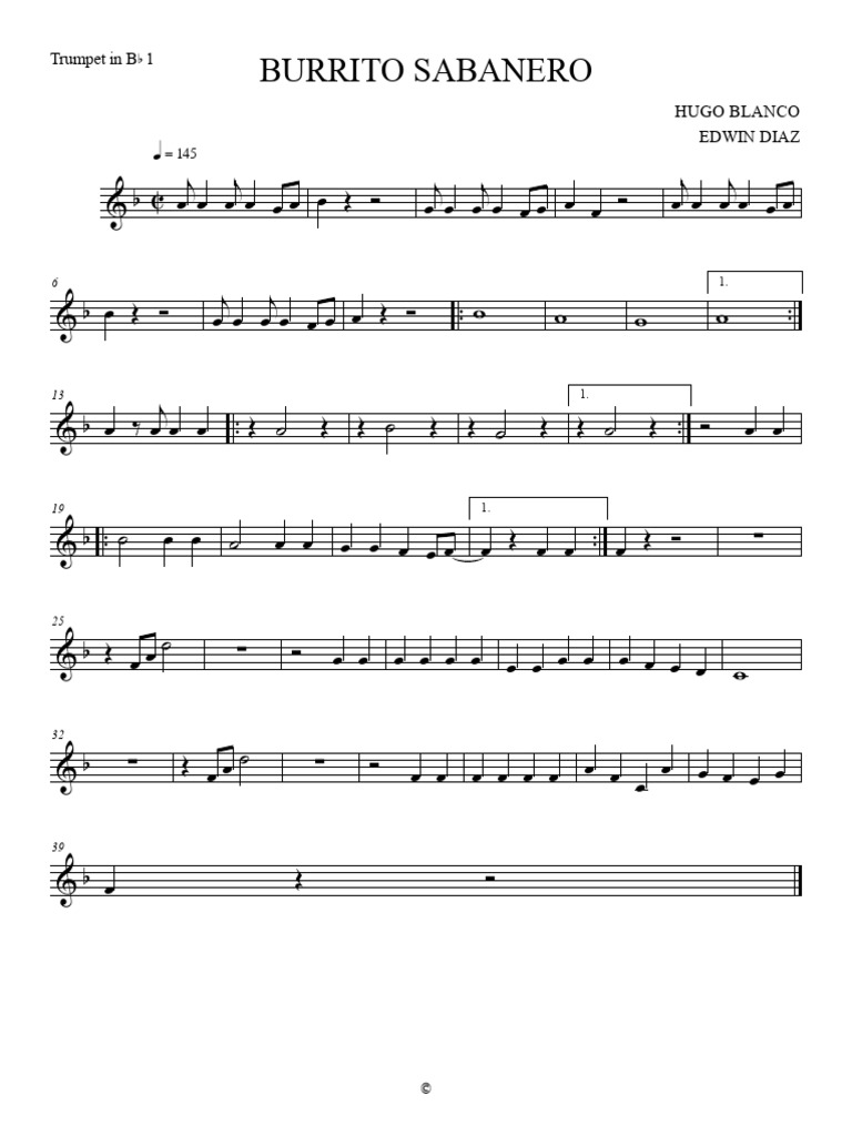BURRITO SABANERO - Trumpet in BB 1 | PDF