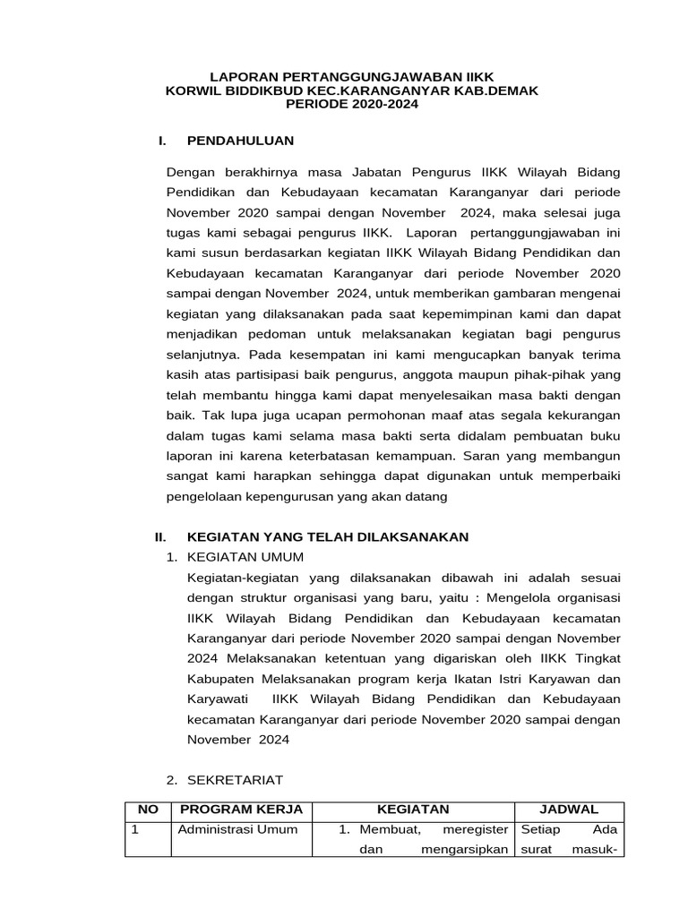 Laporan Pertanggungjawaban Iikk | PDF