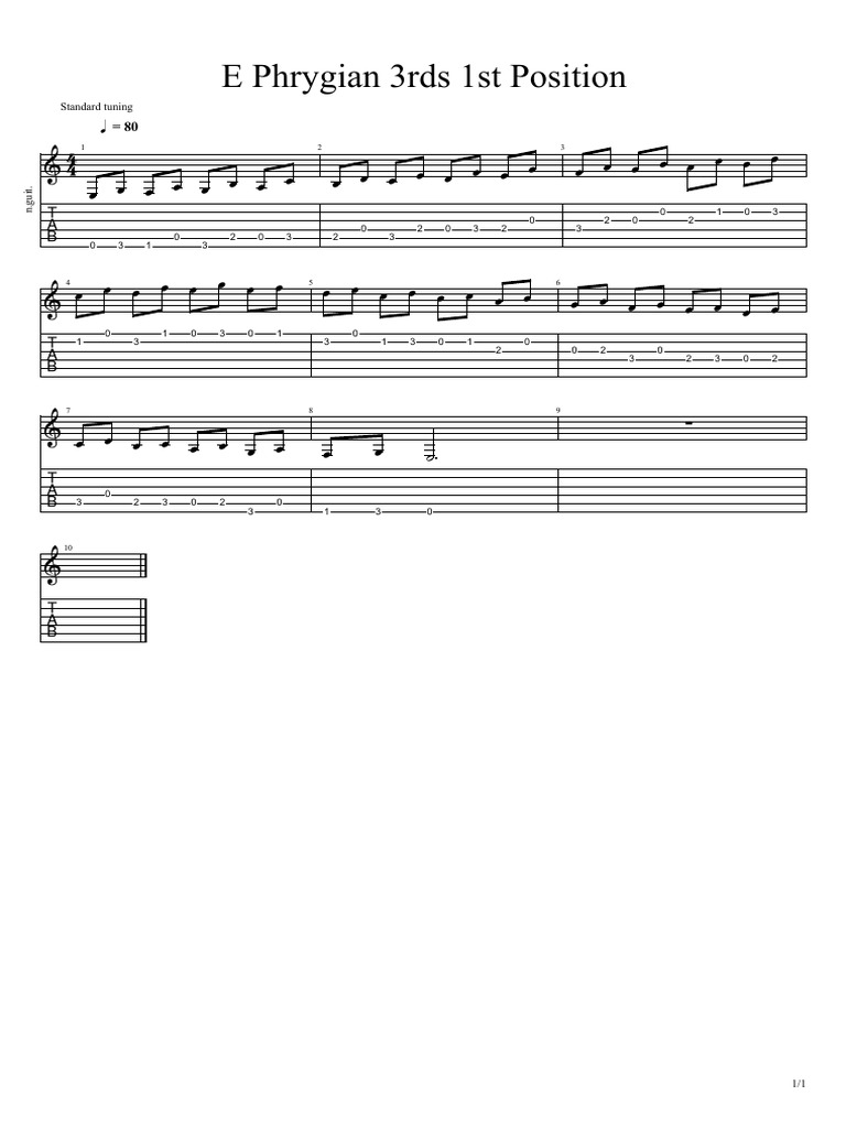 1. E Phrygian 3rds 1st Position | PDF | Character Encoding | Encodings