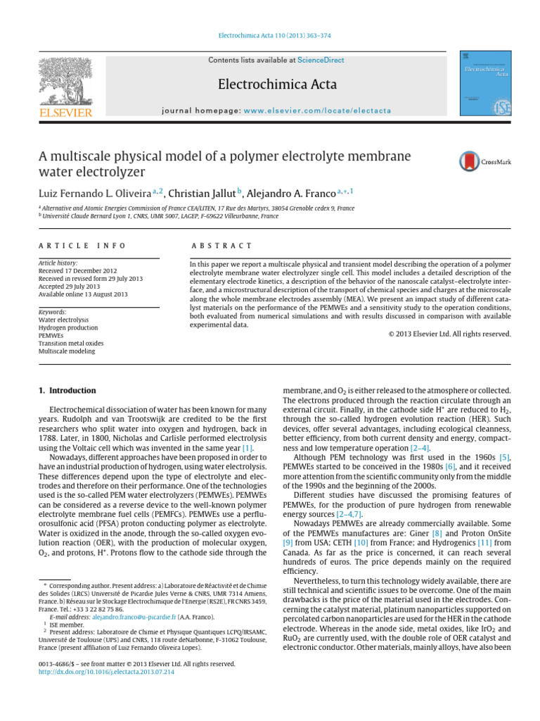 A Multiscale Physical Model of A Polymer Electrolyte Memb - 2013 ...