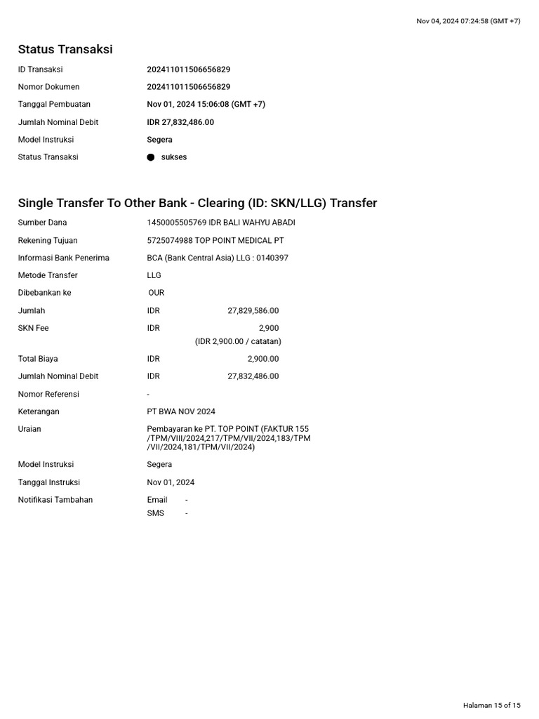 PT BWA - TOP POINT MEDICAL PT (1) | PDF