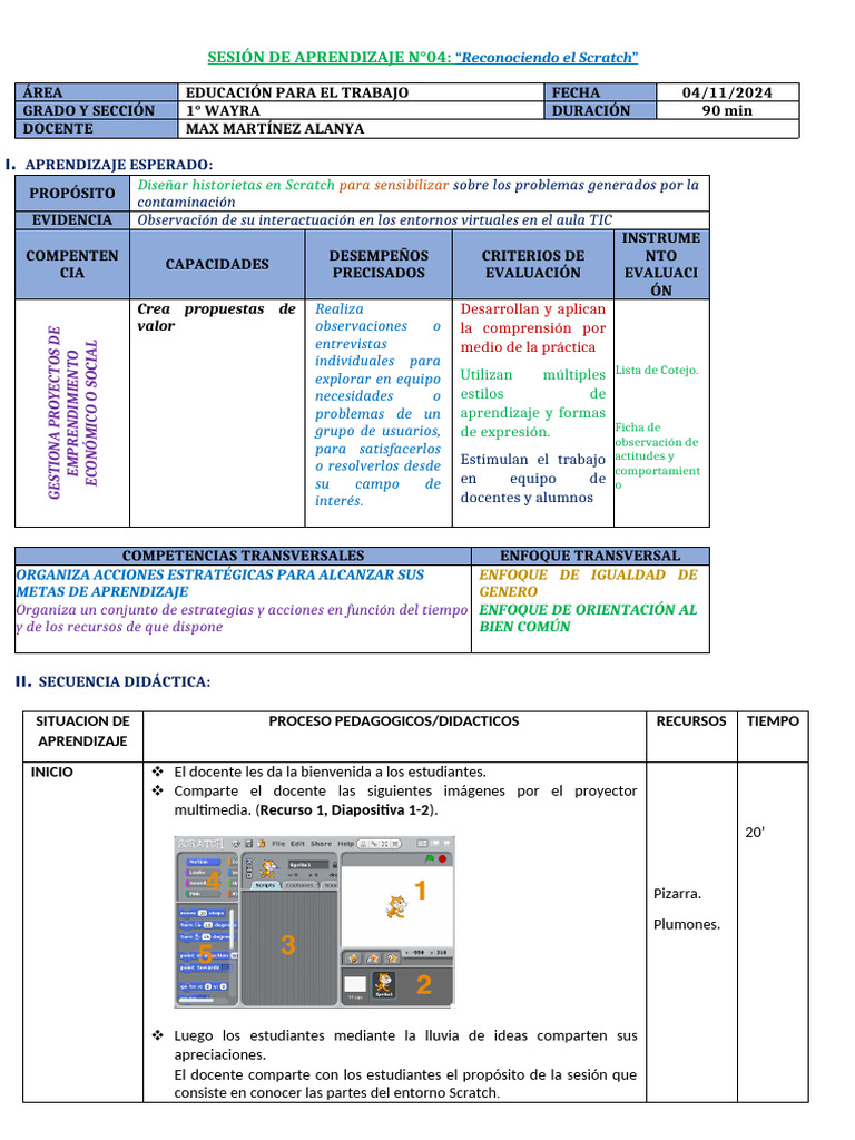 Ept - 1 - Und - 7 - Ses - 04 | PDF | Scratch (lenguaje de programación) | Aprendizaje