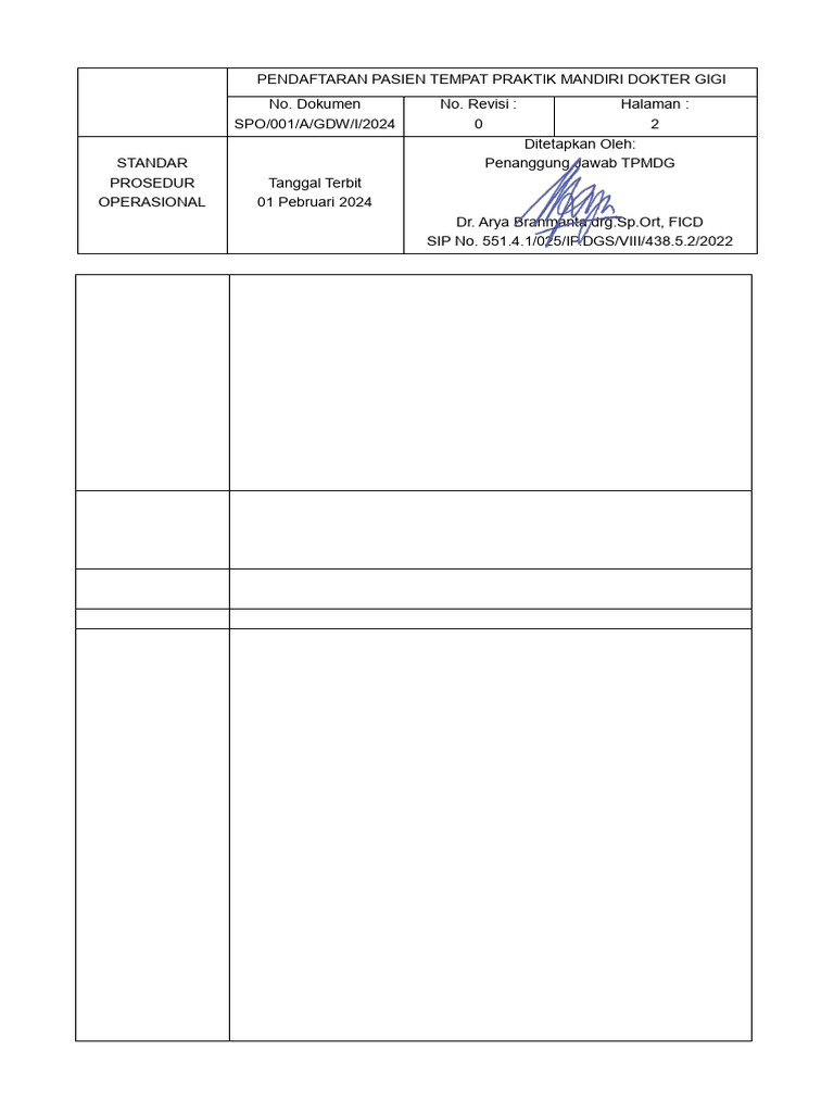 Spo Pendaftaran Drg. | PDF
