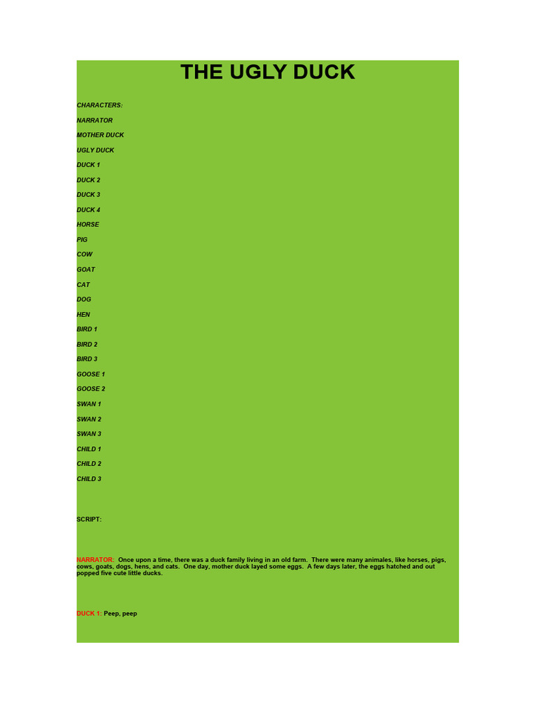The Ugly Duck - Copia | PDF | Goose | Duck