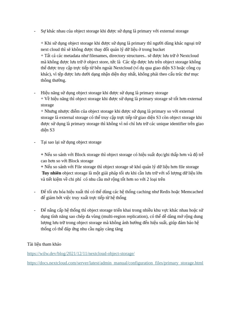 S Khác Nhau C A Object Storage Khi Đư C S D NG Là Primary V I External Storage | PDF