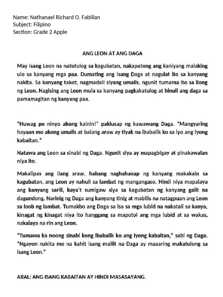 Ang Leon at Ang Daga | PDF