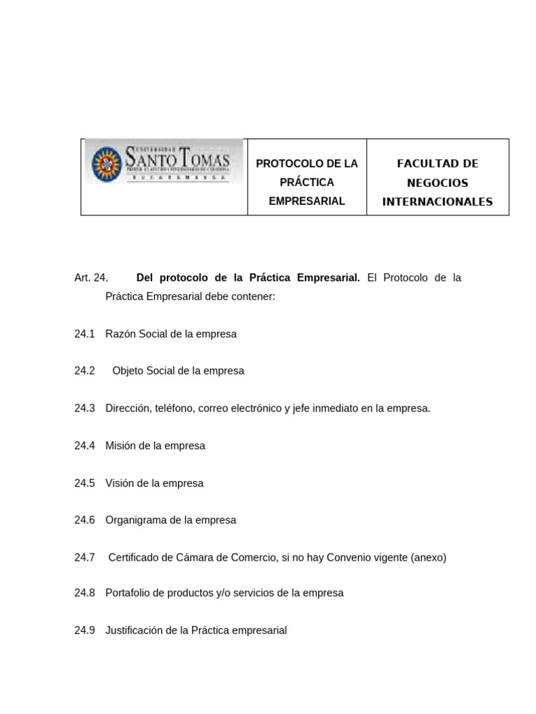 Protocolo de La Practica Empresarial | PDF