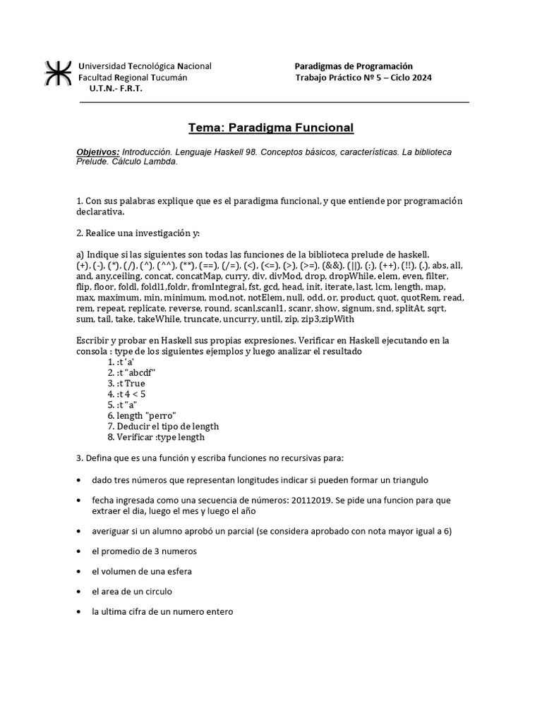 TP5-Funcional 2024 | PDF | Cadena (informática) | Programacion Funcional