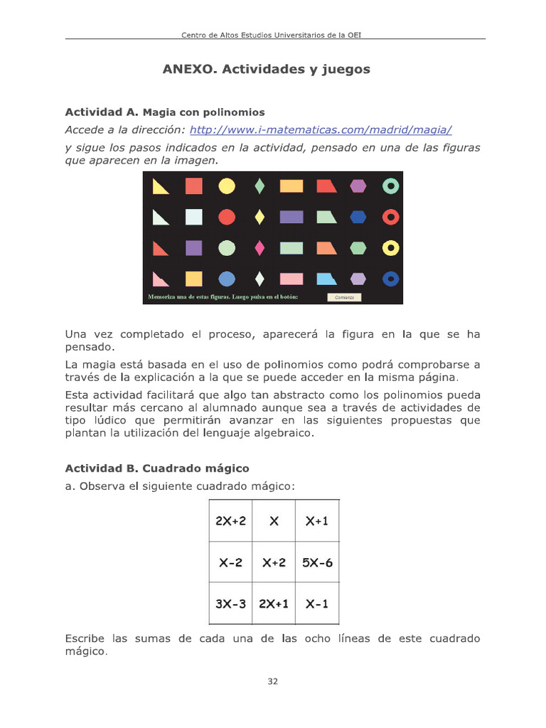 Actividades y Juegos - Expresiones Algebraicas (3) | PDF