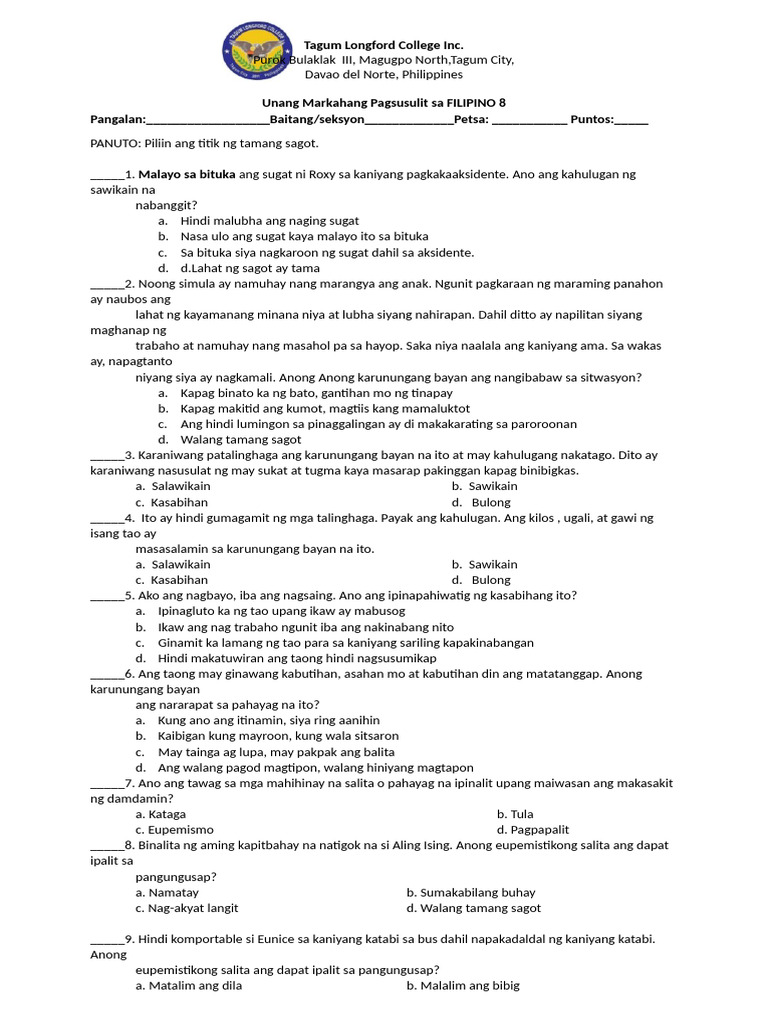 Filipino 8 | PDF