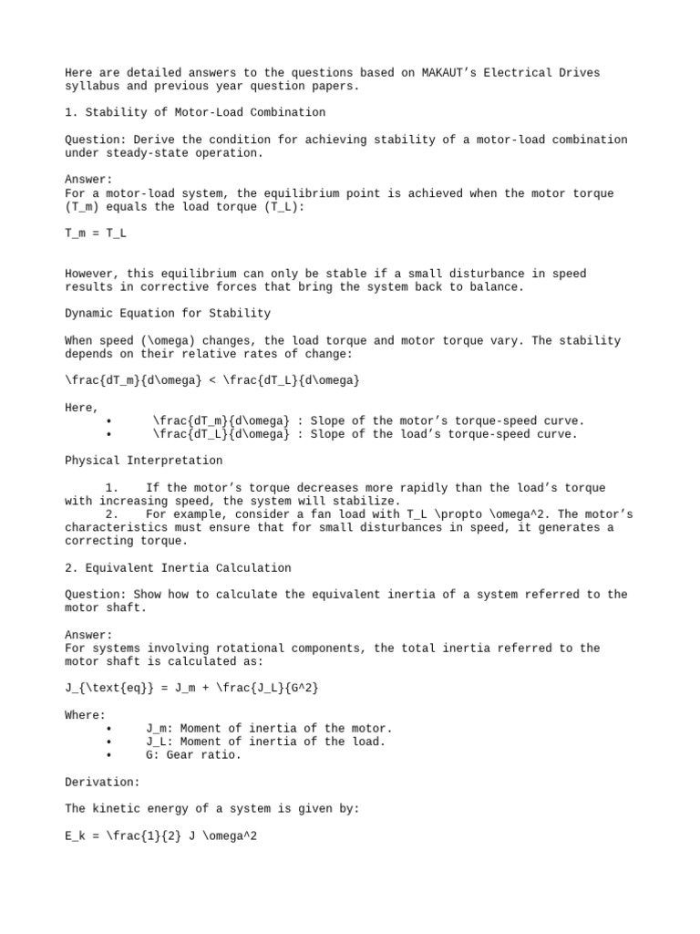 Electric Drive 2 | PDF | Steady State | Mechanics