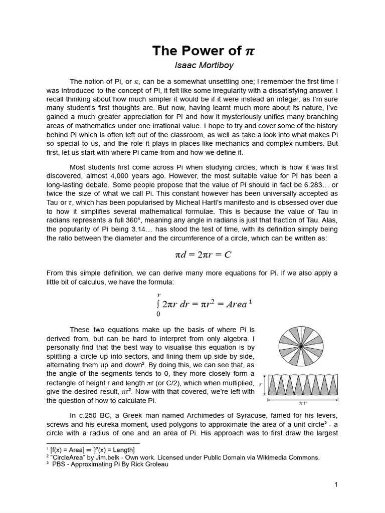 The Power of Pi Isaac Mortiboy3 | PDF | Area | Pi
