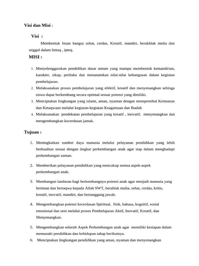 Visi Dan Misi | PDF